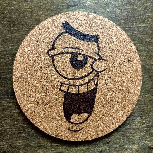 Dining | Spongebob Squarepants Plankton Face Laser Engraved Cork ...